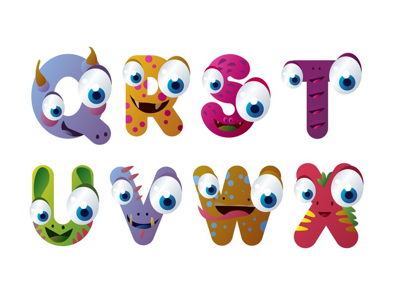 Funny Monster Alphabet Clipart, Cute Monster Alphabet Vector Png Svg ...