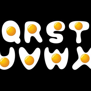 Fried Egg Alphabet Clipart, Sunny Side Alphabet Vector Png Svg Eps Ai ...