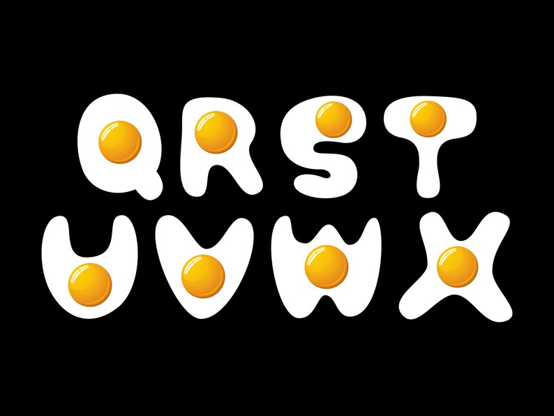 Fried Egg Alphabet Clipart, Sunny Side Alphabet Vector Png Svg Eps Ai ...
