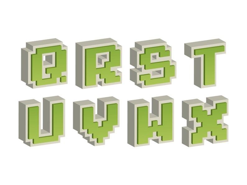 Arcade Alphabet Clipart, Pixel Alphabet Vector Png Eps Ai, Arcade Pixel ...