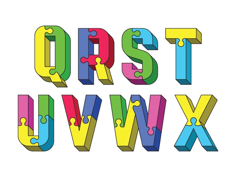 Puzzle Alphabet Clipart, Jigsaw Alphabet Vector Png Svg Eps Ai, 3D ...