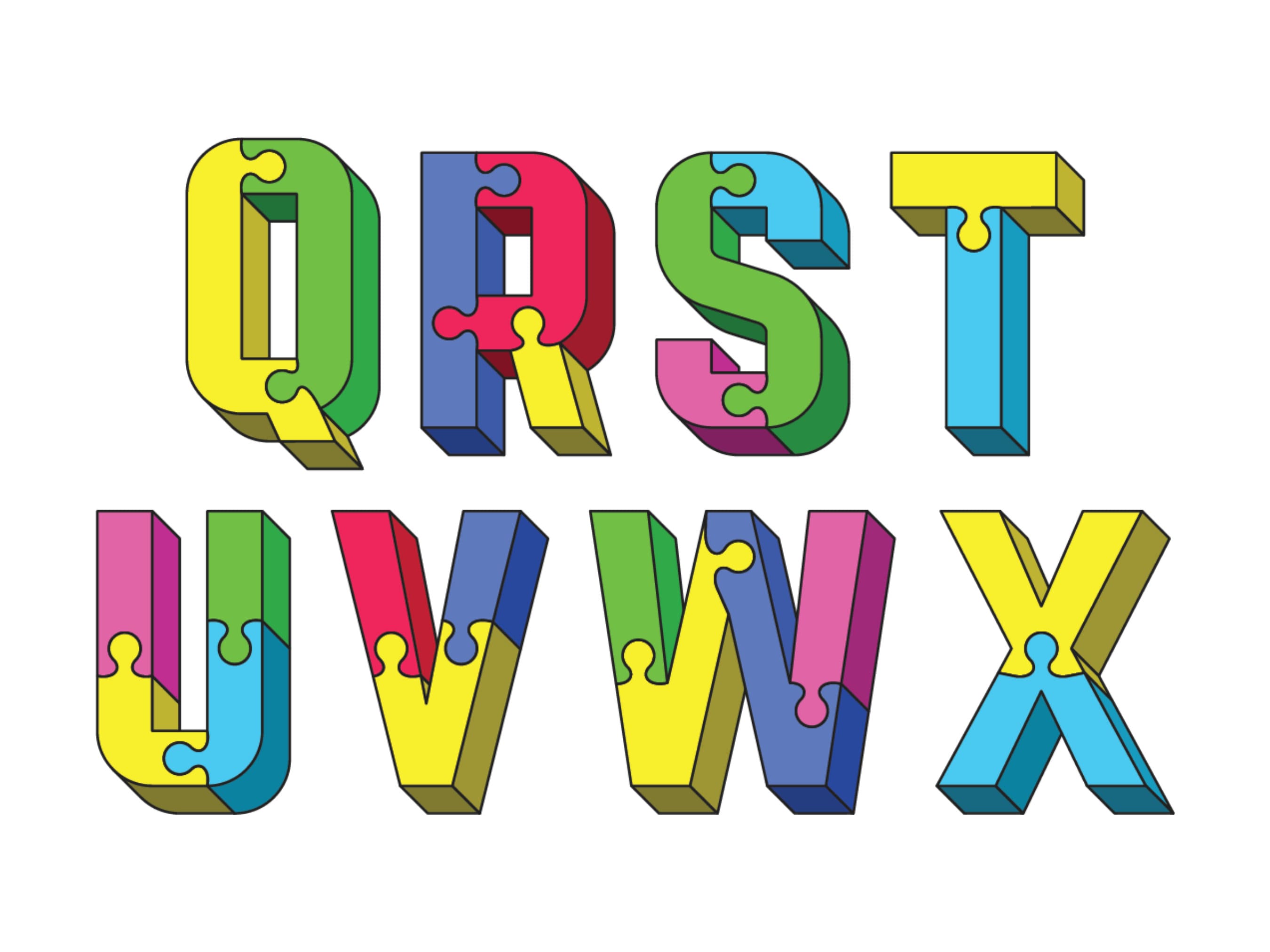 Puzzle Alphabet Clipart, Jigsaw Alphabet Vector Png Svg Eps Ai, 3D ...