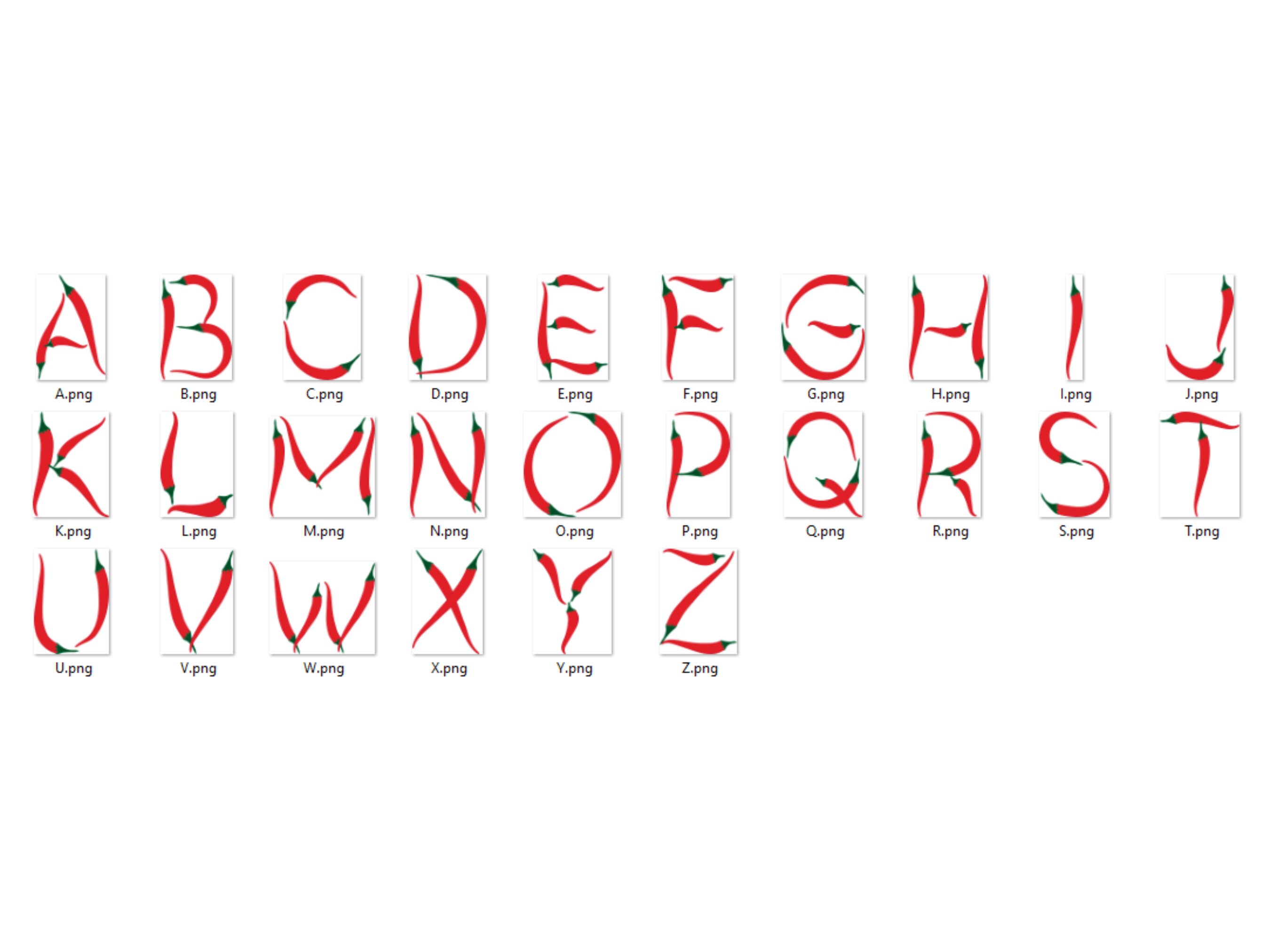 Red Chili Pepper Alphabet Clipart, Chili Alphabet Vector Png Svg Eps Ai ...