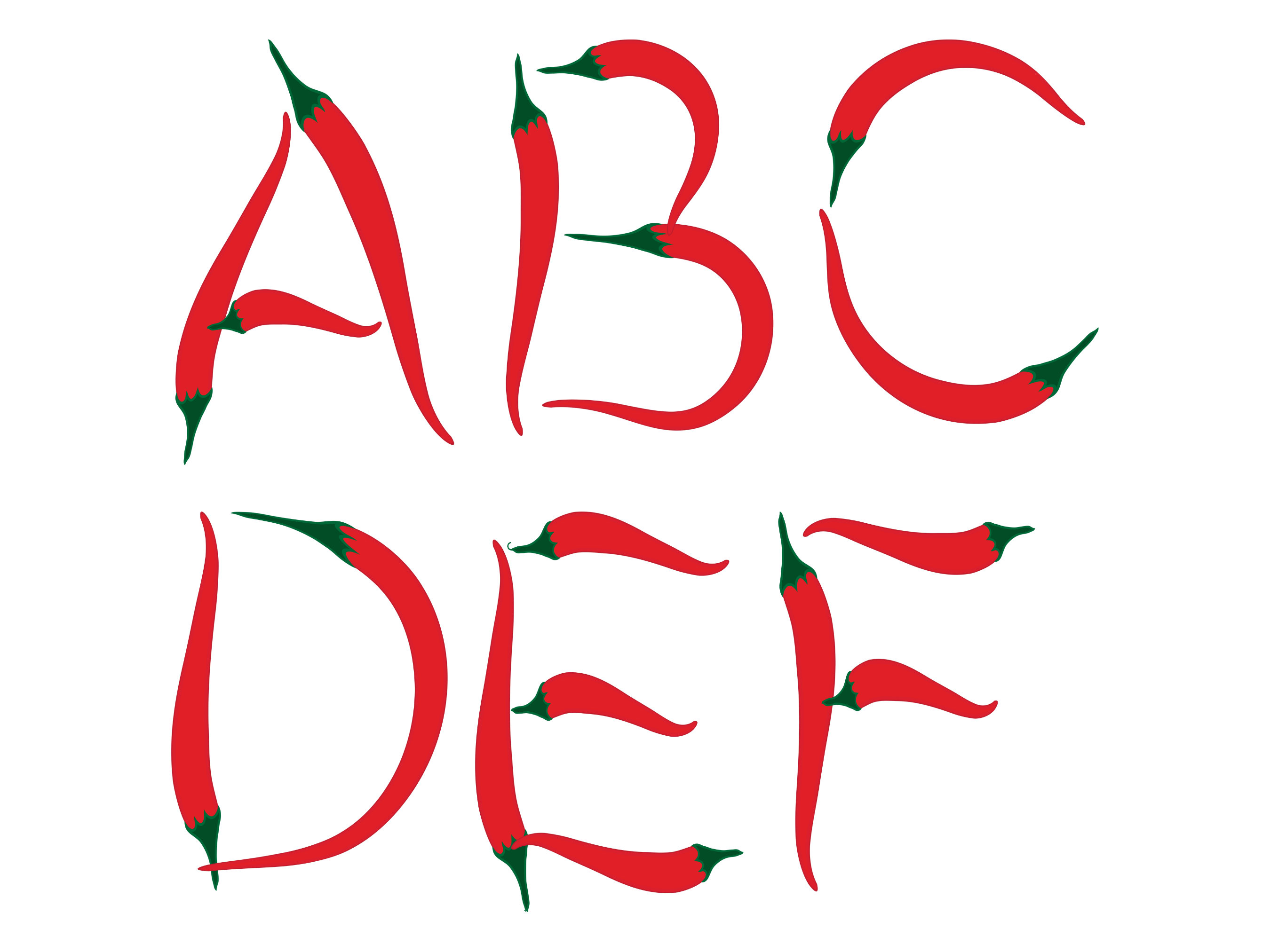 Red Chili Pepper Alphabet Clipart, Chili Alphabet Vector Png Svg Eps Ai ...