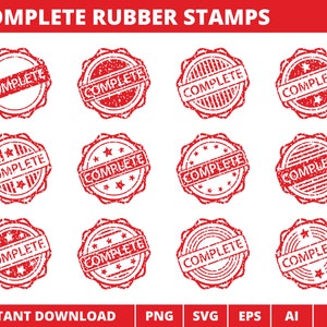 Complete Rubber Stamps Clipart, Complete Digital Stamps Grunge Vector ...