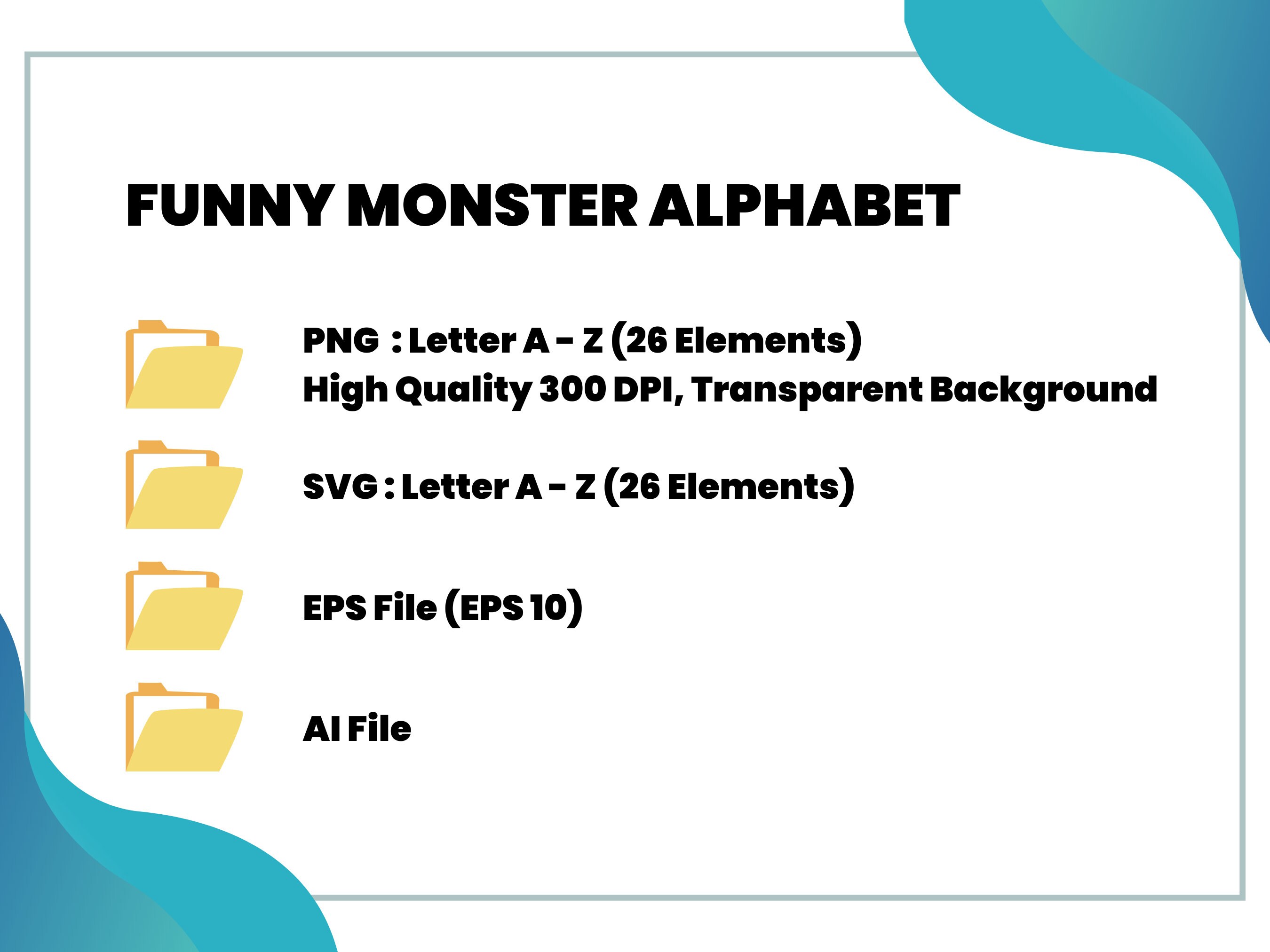 Funny Monster Alphabet Clipart, Cute Monster Alphabet Vector Png Svg ...