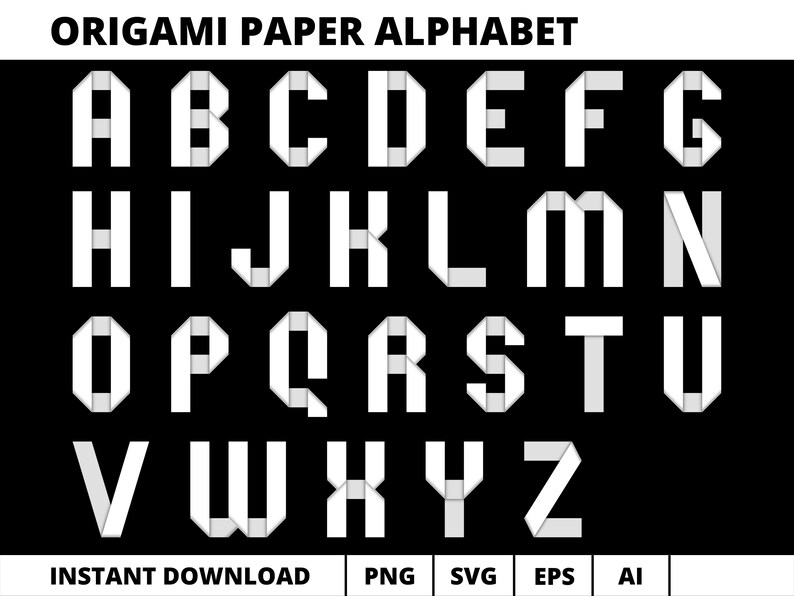 Origami Paper Alphabet Clipart, Folding Paper Alphabet Vector Png Svg ...