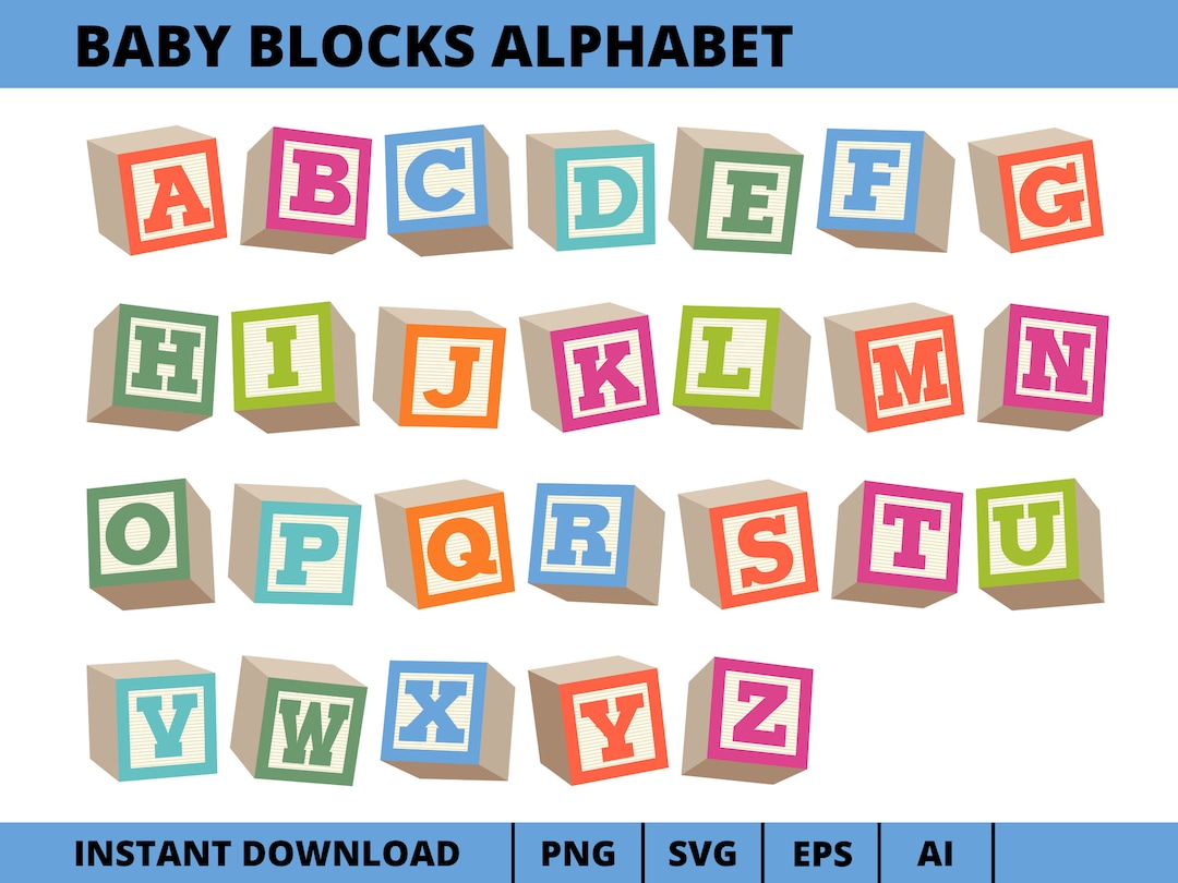 Baby Blocks Alphabet Clipart, Toy Blocks Alphabet Vector Png Svg Eps Ai, Child Blocks Font, Kids ...