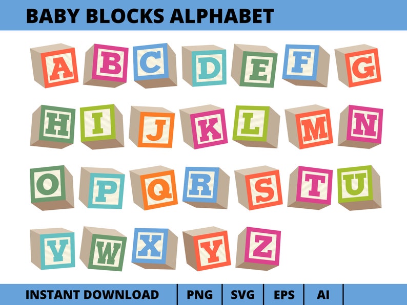 Baby Blocks Alphabet Clipart, Toy Blocks Alphabet Vector Png Svg Eps Ai ...