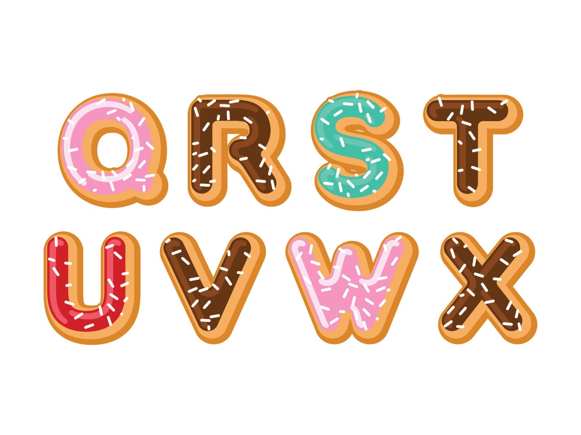 Donut Alphabet Clipart, Cookies Alphabet Vector Png Svg Eps Ai, Bakery ...