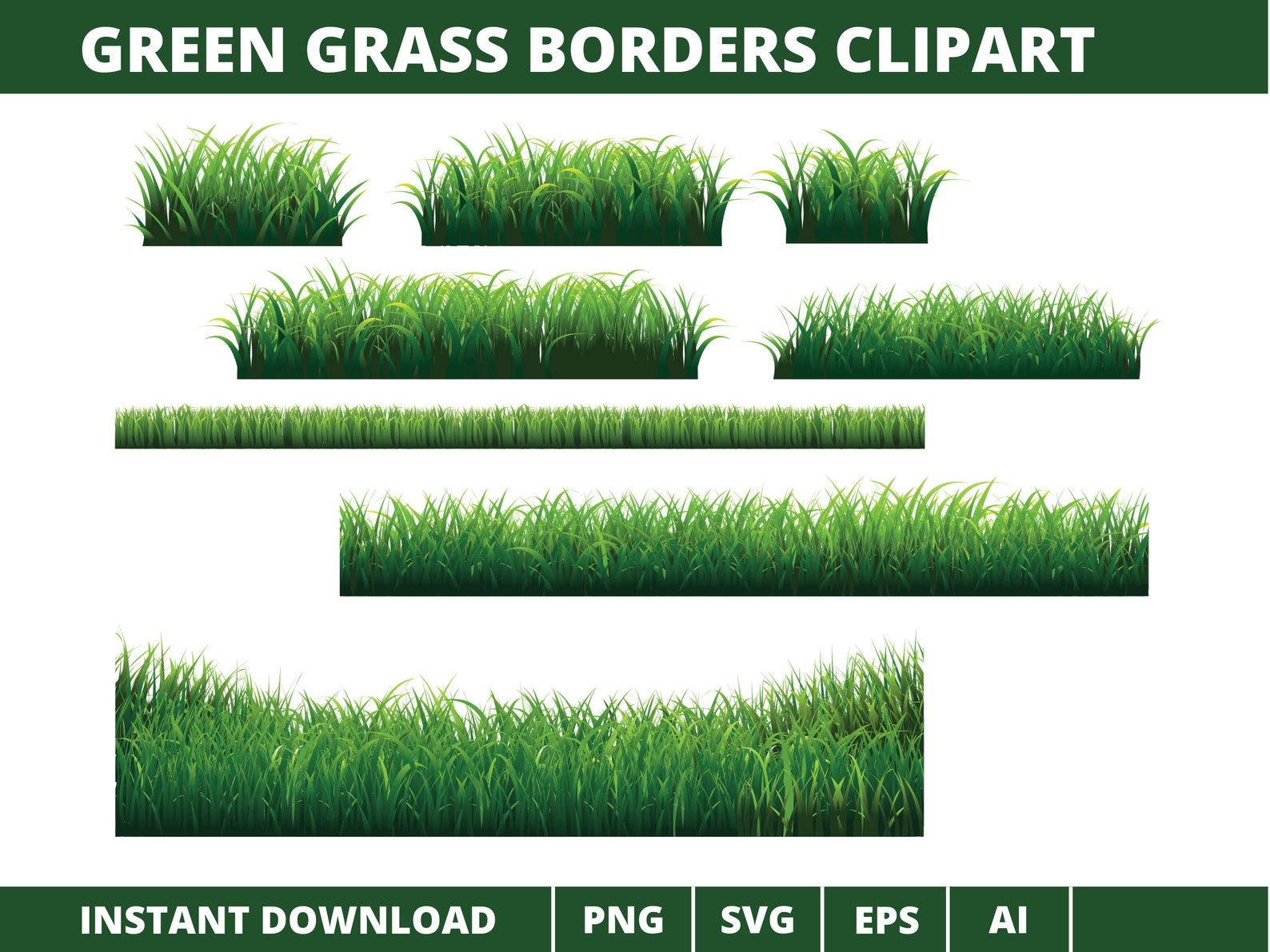 Green Grass Borders Clipart, Lawn Frame Png Svg Eps Ai, Field ...