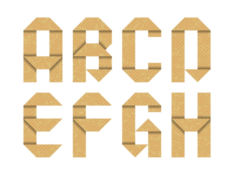 Old Paper Origami Alphabet Clipart, Folding Paper Alphabet Vector Png ...