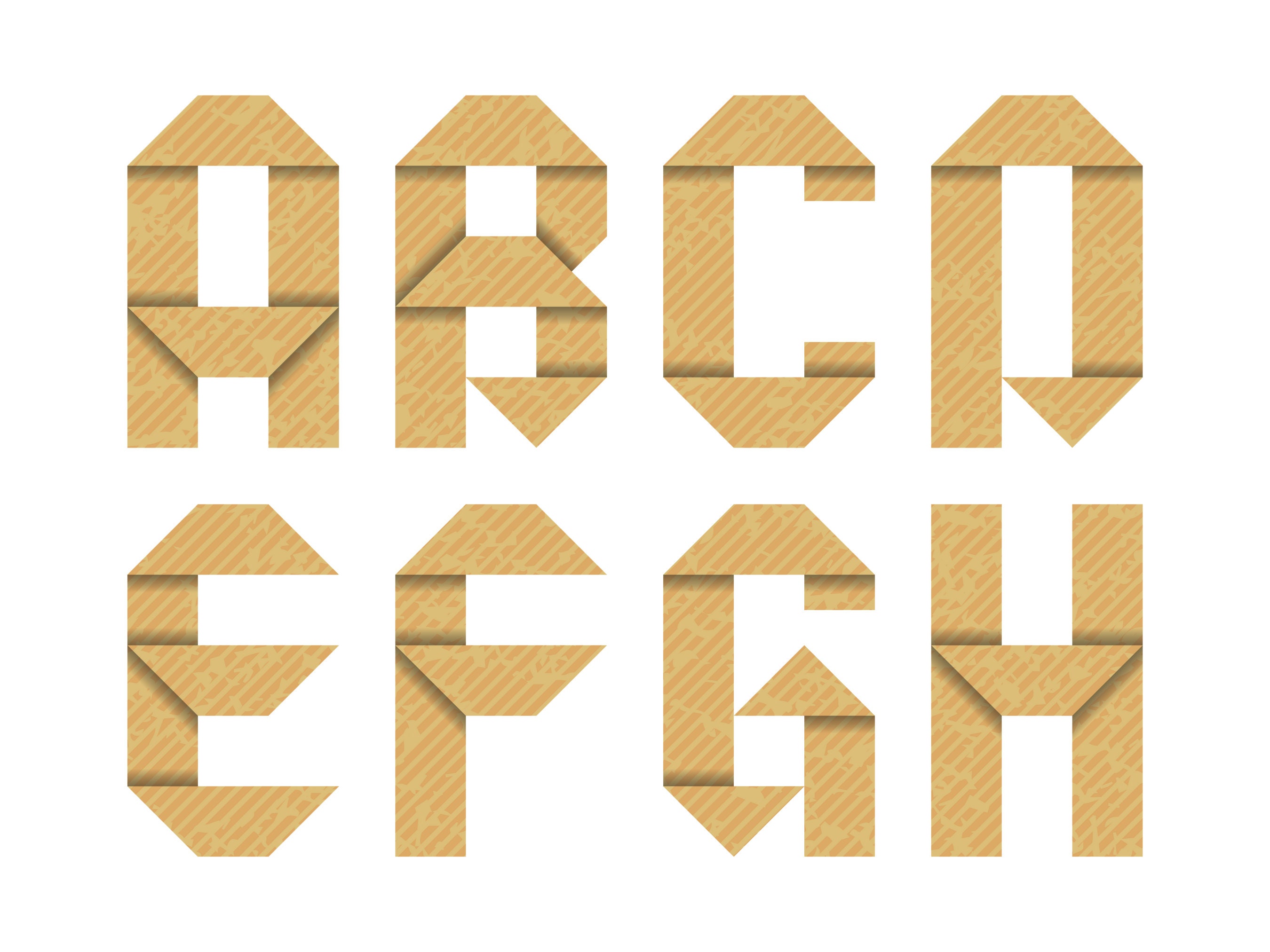 Old Paper Origami Alphabet Clipart, Folding Paper Alphabet Vector Png ...