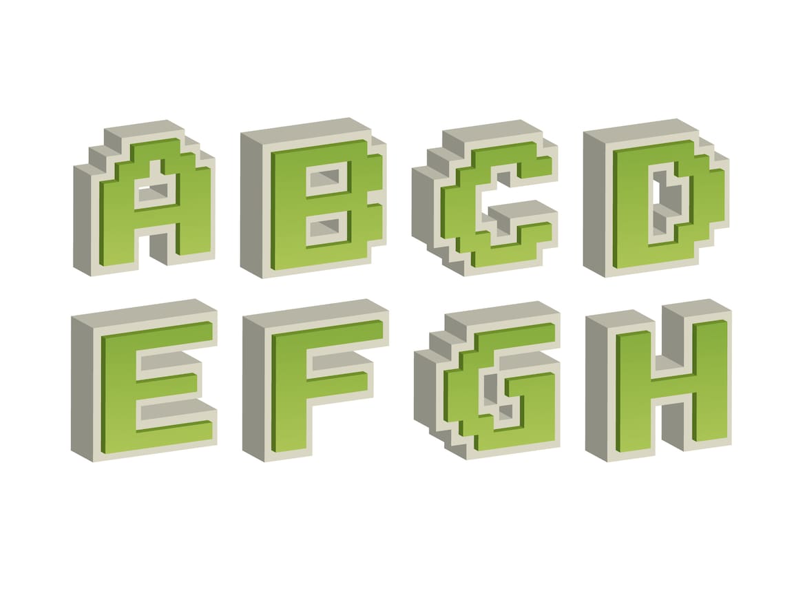 Arcade Alphabet Clipart, Pixel Alphabet Vector Png Eps Ai, Arcade Pixel ...