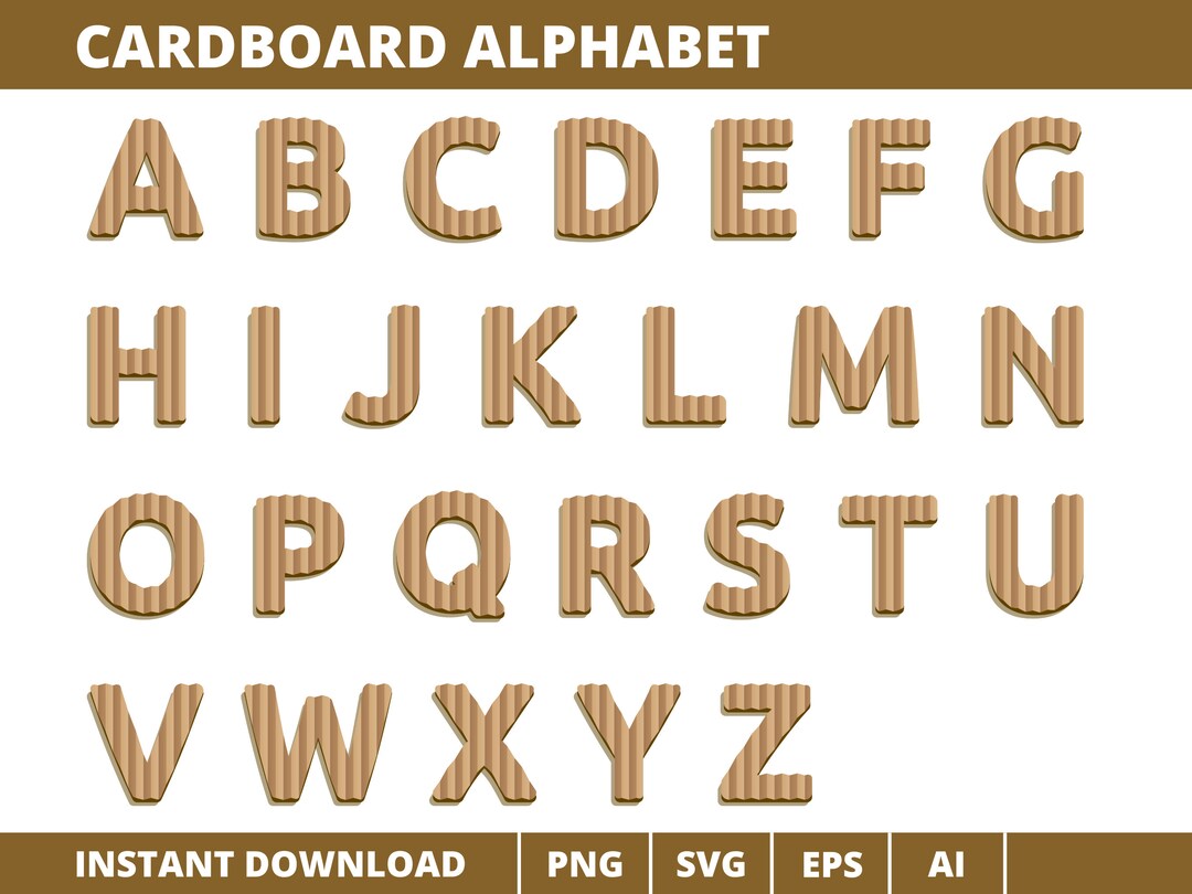 Cardboard Alphabet Clipart, Craft Alphabet Vector Png Svg Eps Ai, Beige ...