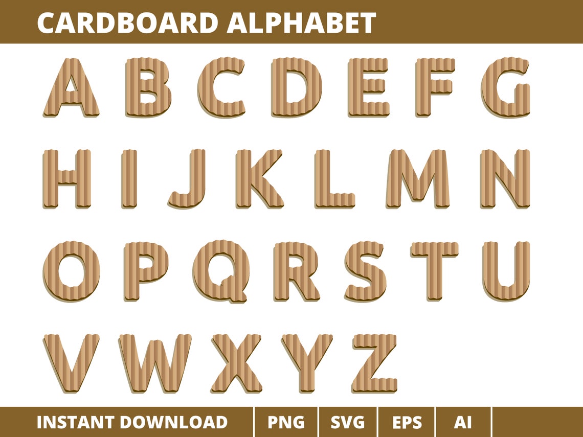 Cardboard Alphabet Clipart, Craft Alphabet Vector Png Svg Eps Ai, Beige ...