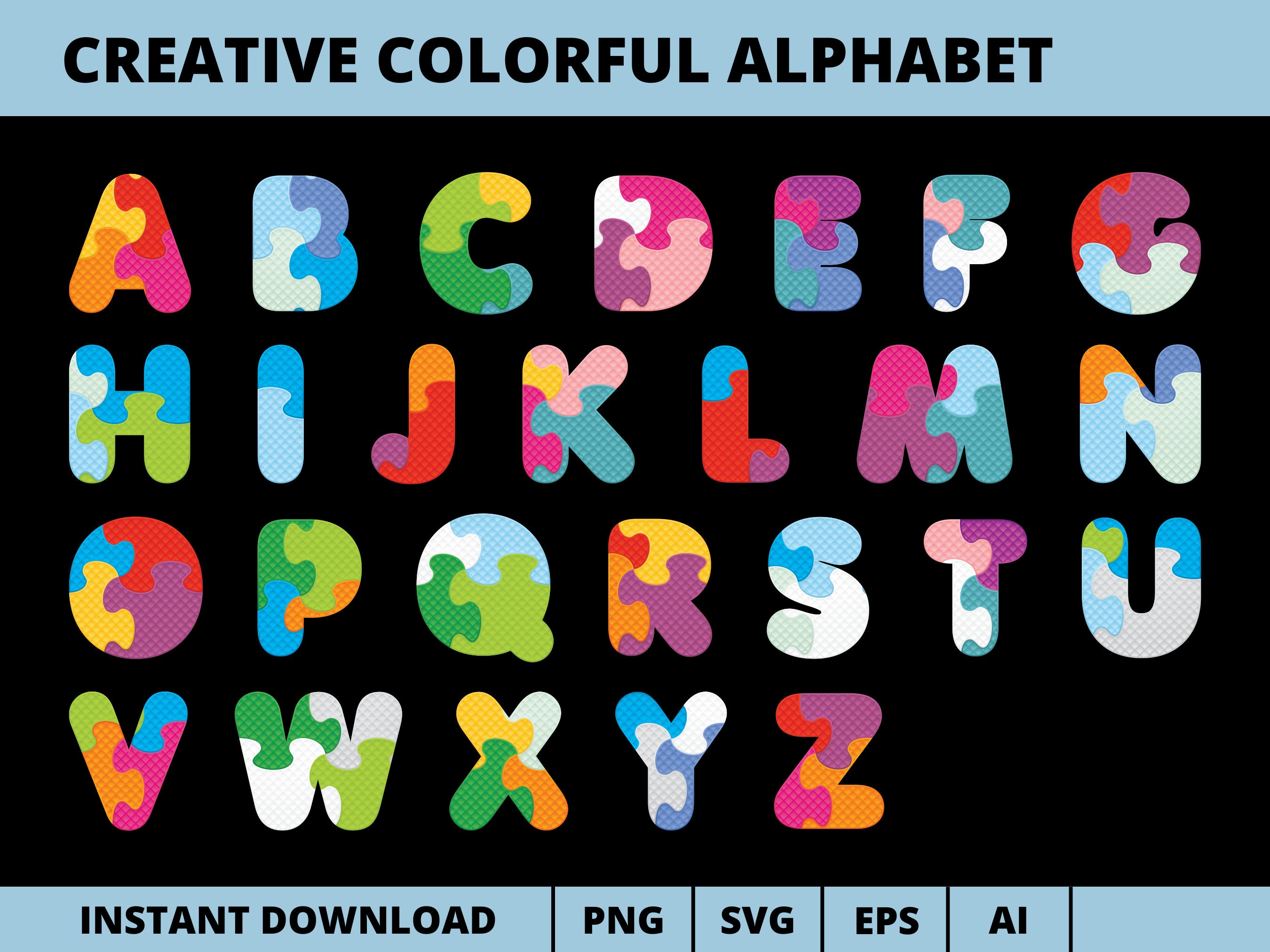 Creative Colorful Alphabet Clipart, Colorful Alphabet Vector Png Svg ...