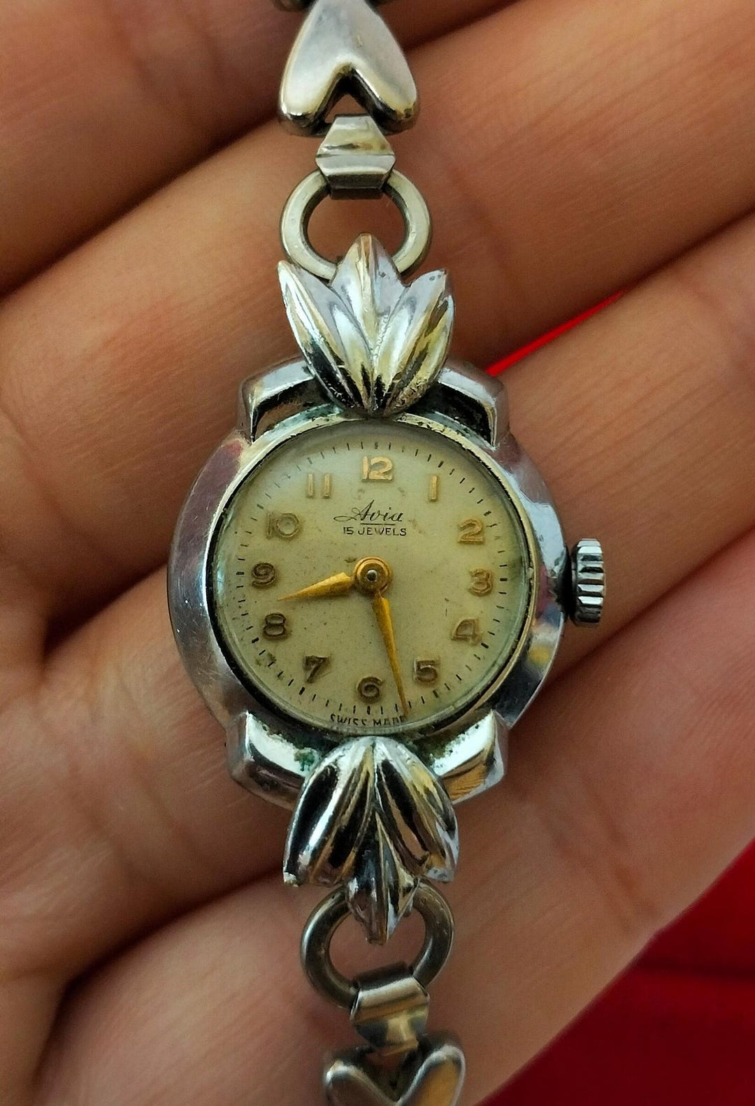 Vintage Avia Swiss Ladies Watch 15 Jewels Mechanical – Heart Link ...