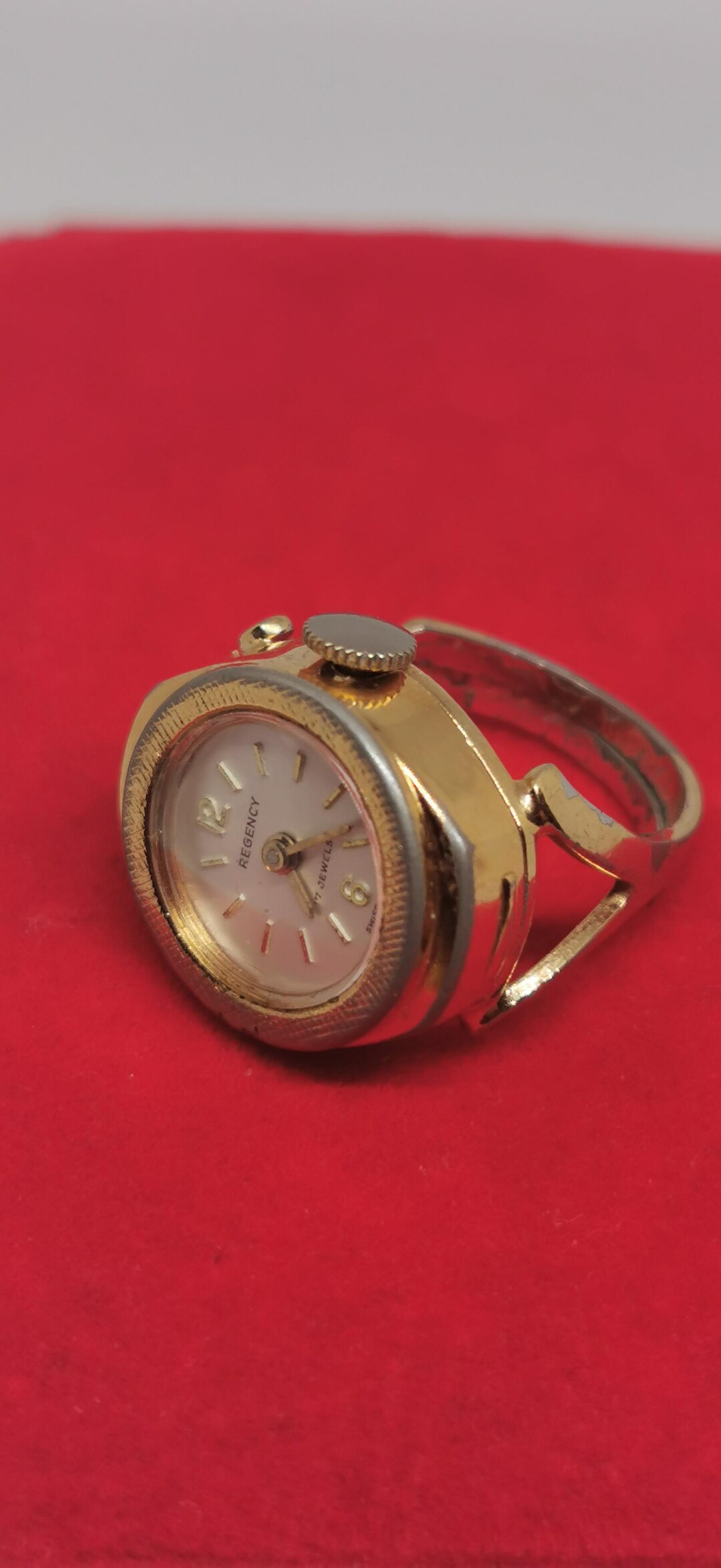 Vintage Ring Mechanical Watch Regency 17 Jewels Gold Plated Swiss Made ...