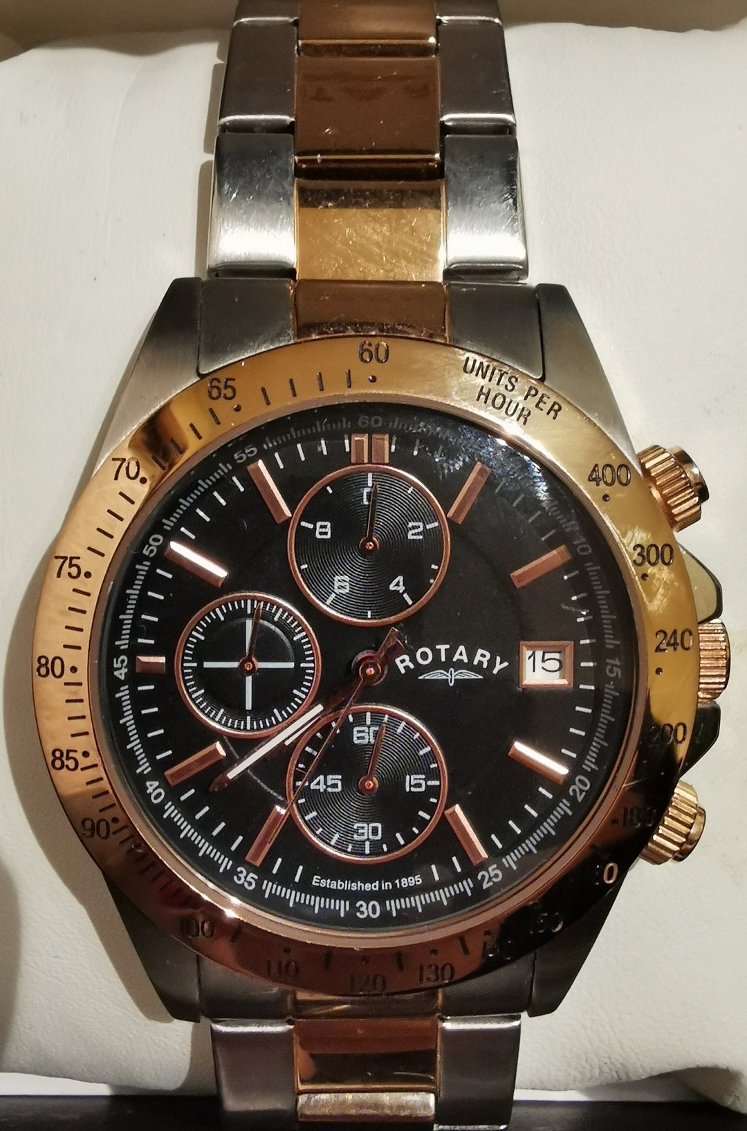 Rotary Two-tone Stainless Steel Chronograph Watch (43mm) | Black Gold ...
