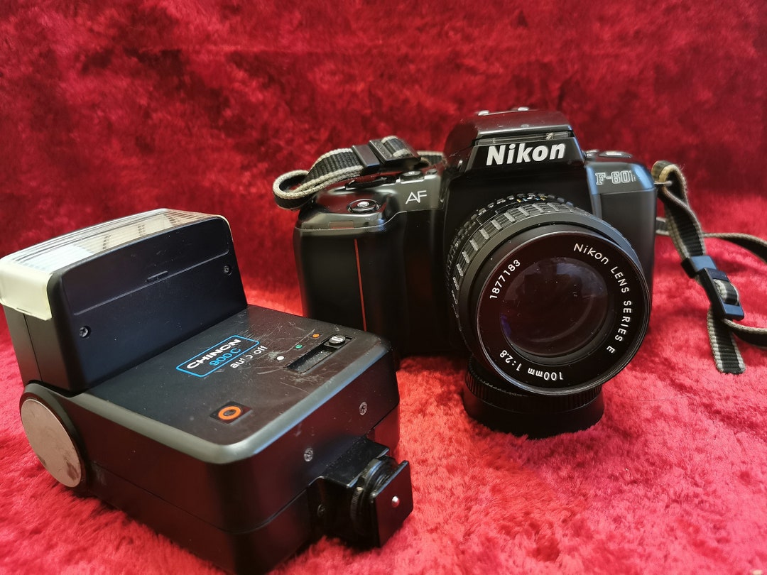 Set of Vintage Nikon F-601 AF Film Camera, Nikon Lens Series E 100m 1:2 ...