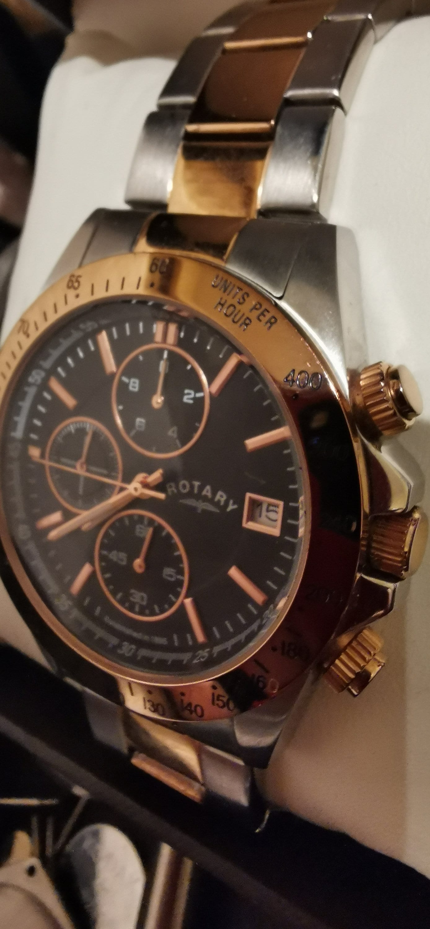 Rotary Two-tone Stainless Steel Chronograph Watch (43mm) | Black Gold ...