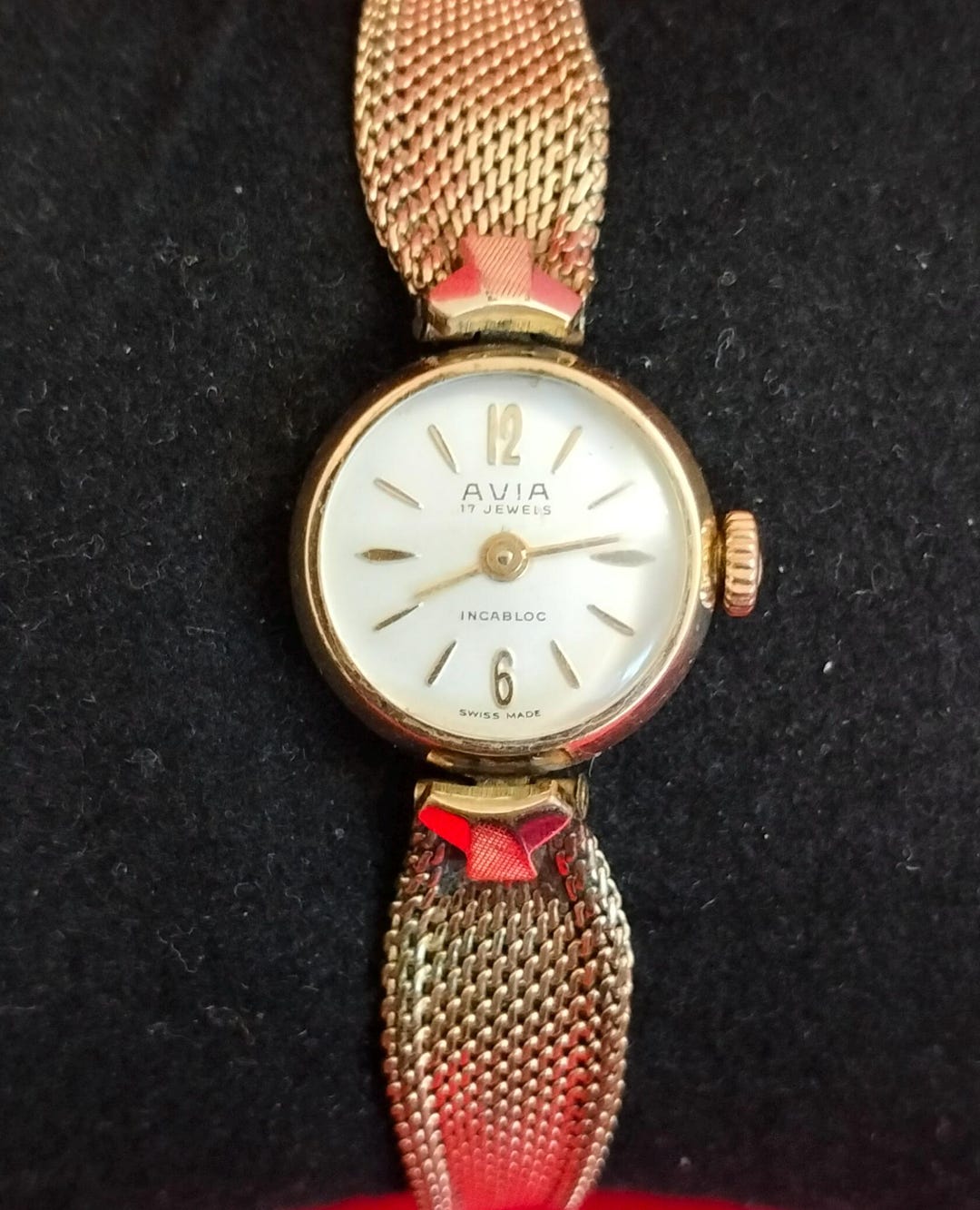 Avia Incabloc Vintage Swiss Ladies Watch, Rolled Gold Mesh Bracelet ...