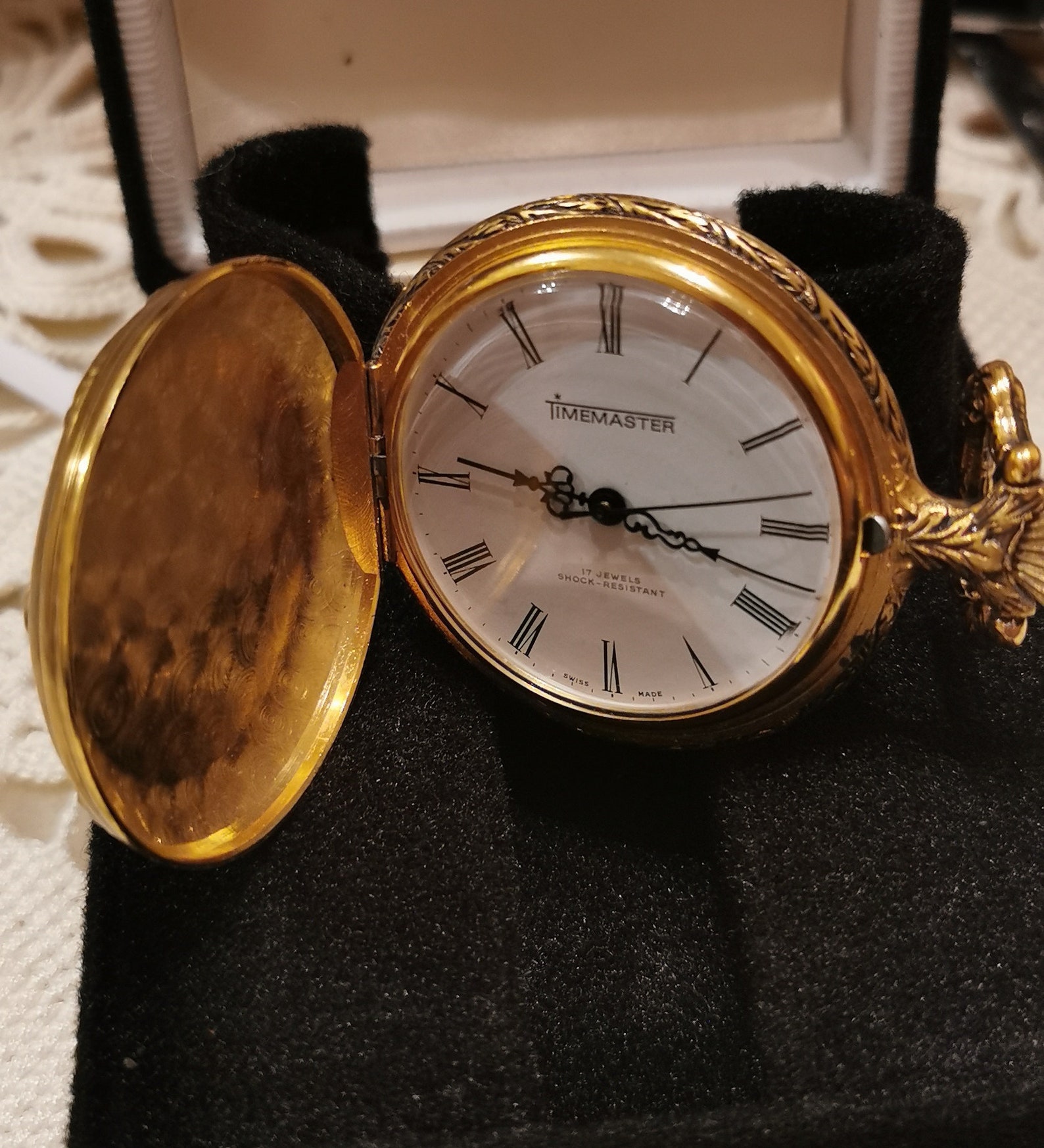 Vintage Timemaster Oberon Pocket Watch, Gold Plated Swiss Mechanical ...