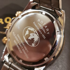 Rotary Two-tone Stainless Steel Chronograph Watch (43mm) | Black Gold ...