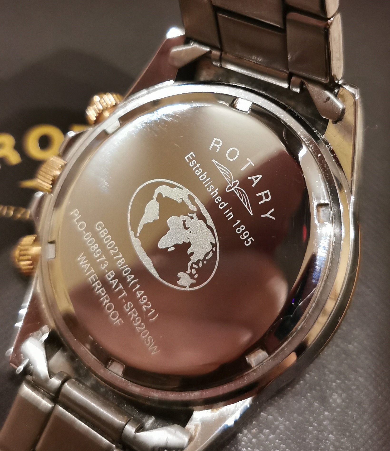 Rotary Two-tone Stainless Steel Chronograph Watch (43mm) | Black Gold ...