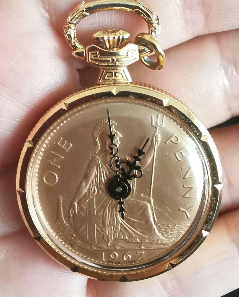 Vintage Pocket Watch Havner Company One Penny 1967's Design Gold Tone ...