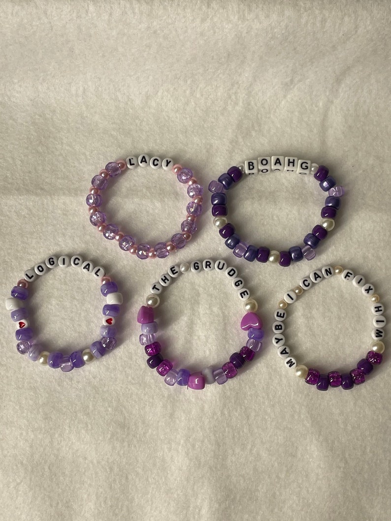 CUSTOM CONCERT BRACELETS [5-pack] Songs/lyric-inspired Beaded Letter ...
