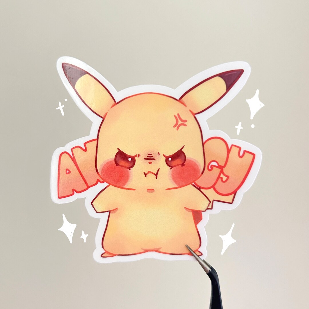 Kawaii Angy Pikachu Die-cut Sticker - Etsy
