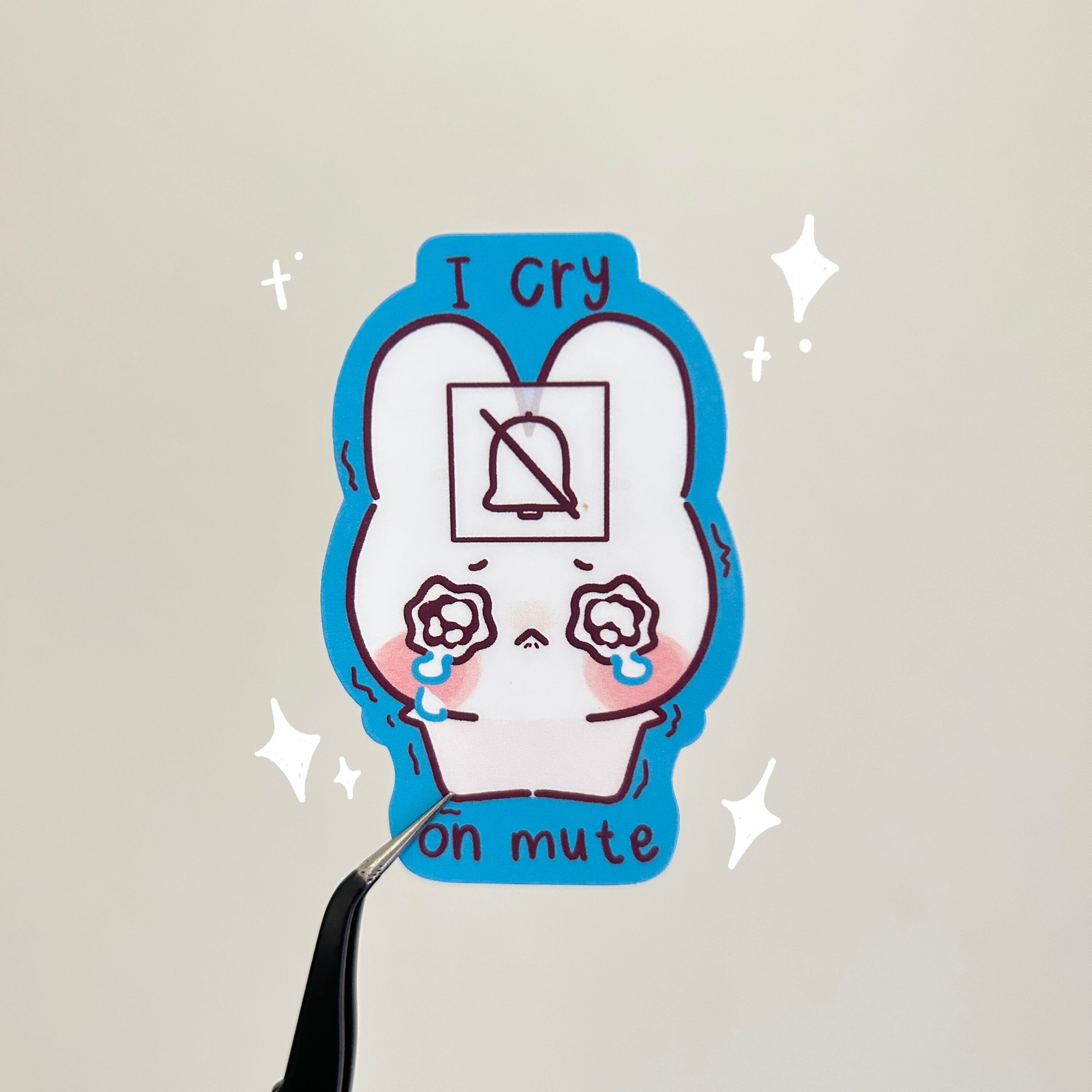 Kawaii Relatable I Cry on Mute Bunny Die-cut Sticker - Etsy