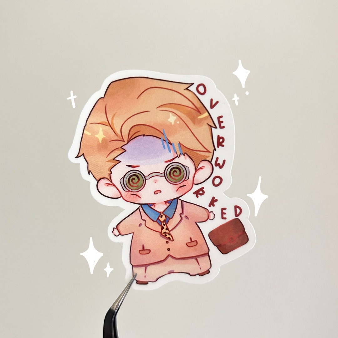 Relatable Work Life Overworked Kawaii Chibi Sorcerer Anime Die-cut ...