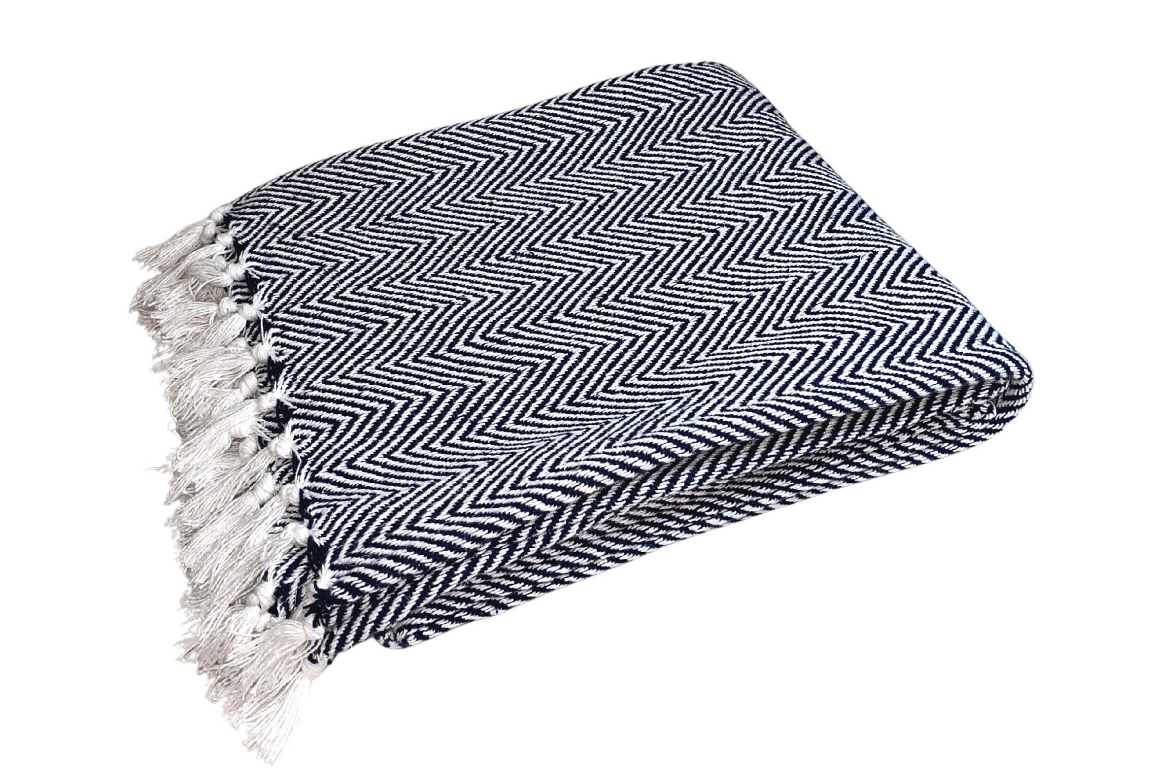 Navy Blue and White throw Blanket for Couch - Etsy