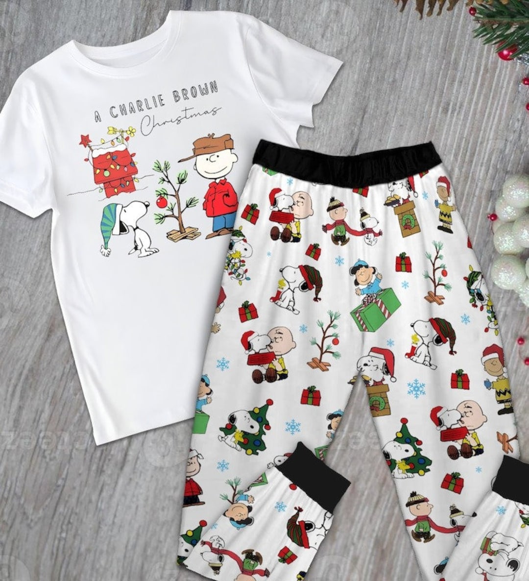 Charlie Brown Christmas Pajamas Set Cute Charlie Brown - Etsy