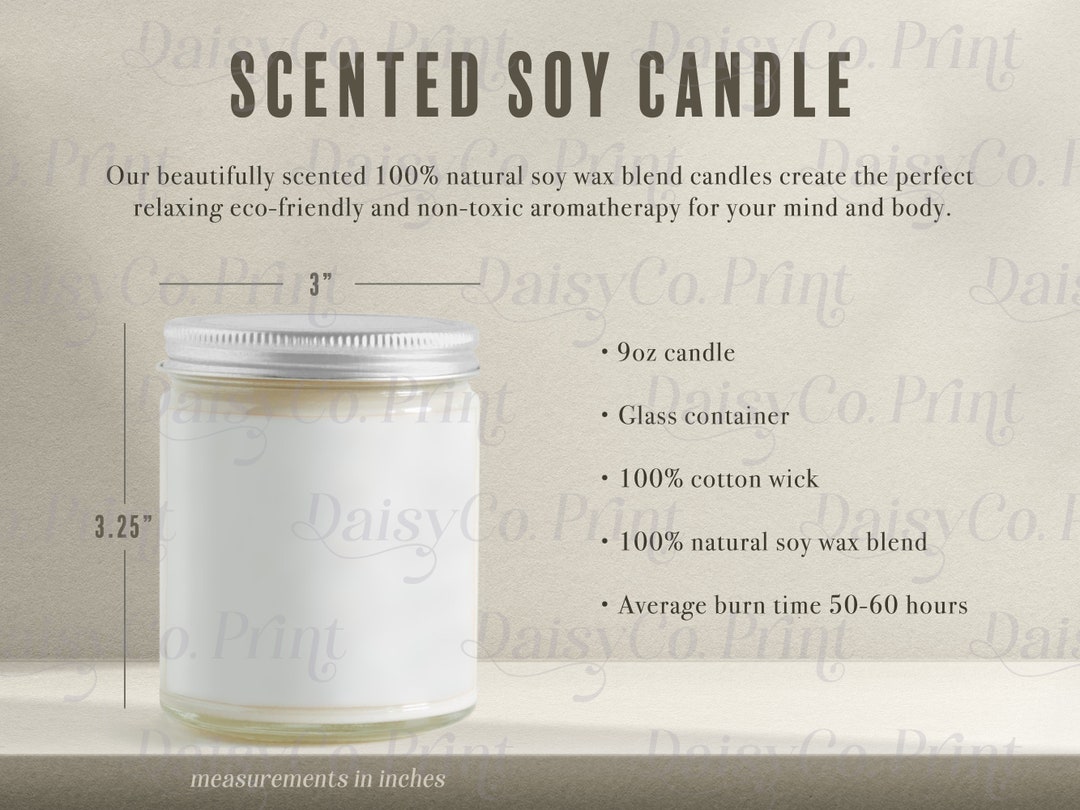 Candle Mockup, Candle Size Chart, White Candle Mockup, Jar Candle ...