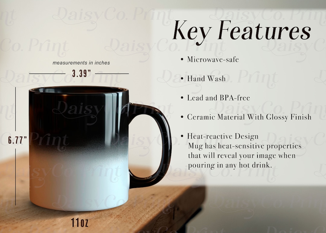 Color Morphing Mug Size Chart, Color Morphing Mug Mockup, 11oz Mug Mockup, Mug Mockup Size, 11 ...