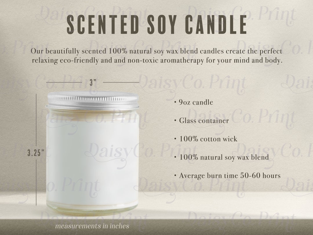 Candle Mockup Candle Size Chart White Candle Mockup Jar - Etsy