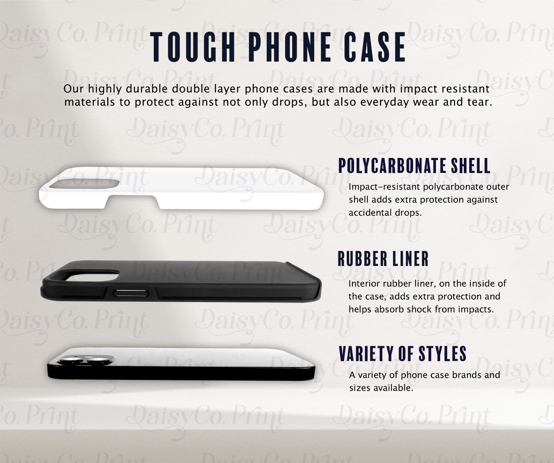 Tough Phone Case Mockup Size Chart, Generic Brand Tough Phone Cases ...