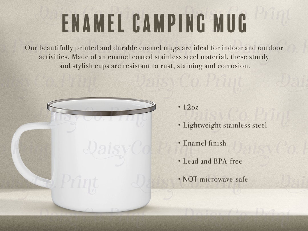 Enamel Mug Information Chart, Enamel Mug Mockup, Mug Size Chart, Enamel ...