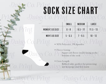 Sublimation Sock Mockup Size Chart Printify Socks Size Chart Mock up ...