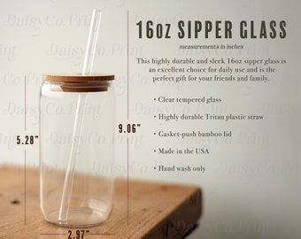 16oz Sipper Glass Size Chart, Glass Can Mockup, Libbey Glass Mockup ...