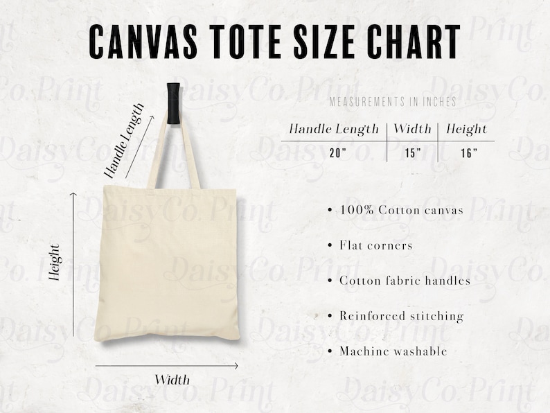 Cotton Canvas Tote Bag Size Chart Liberty Bags OAD113 Tote Bag Mockup ...