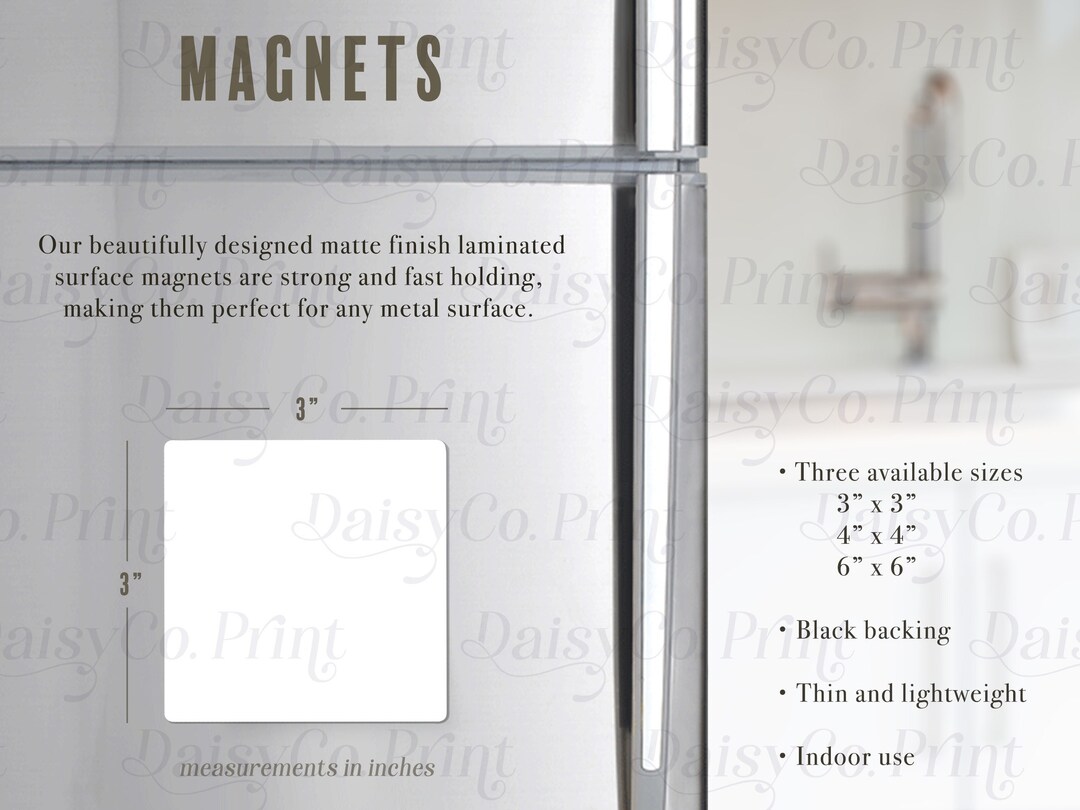 Magnet Mockup, Square Magnet Mockup, Generic Brand Magnet, Magnet Size ...