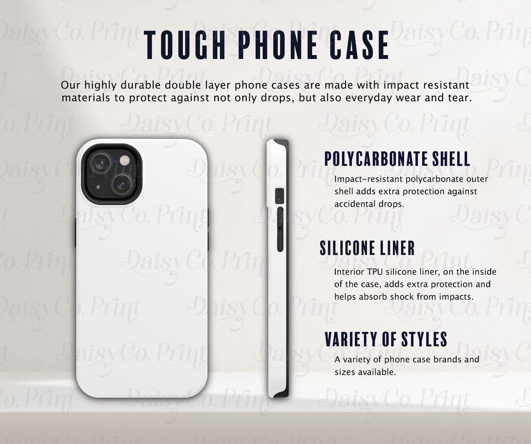 Tough Phone Case Mockup Size Chart, Generic Brand Tough Phone Cases ...