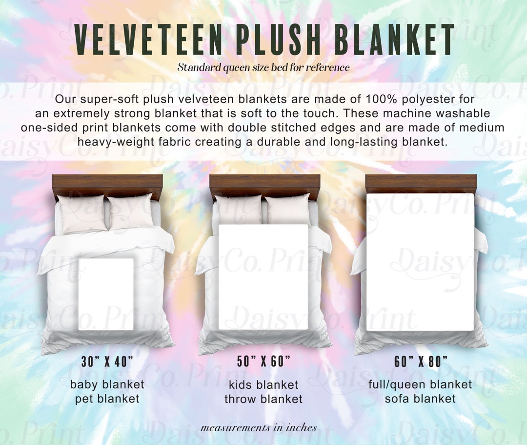 Velveteen Plush Blanket Size Chart Velveteen Plush Blanket Mockup ...