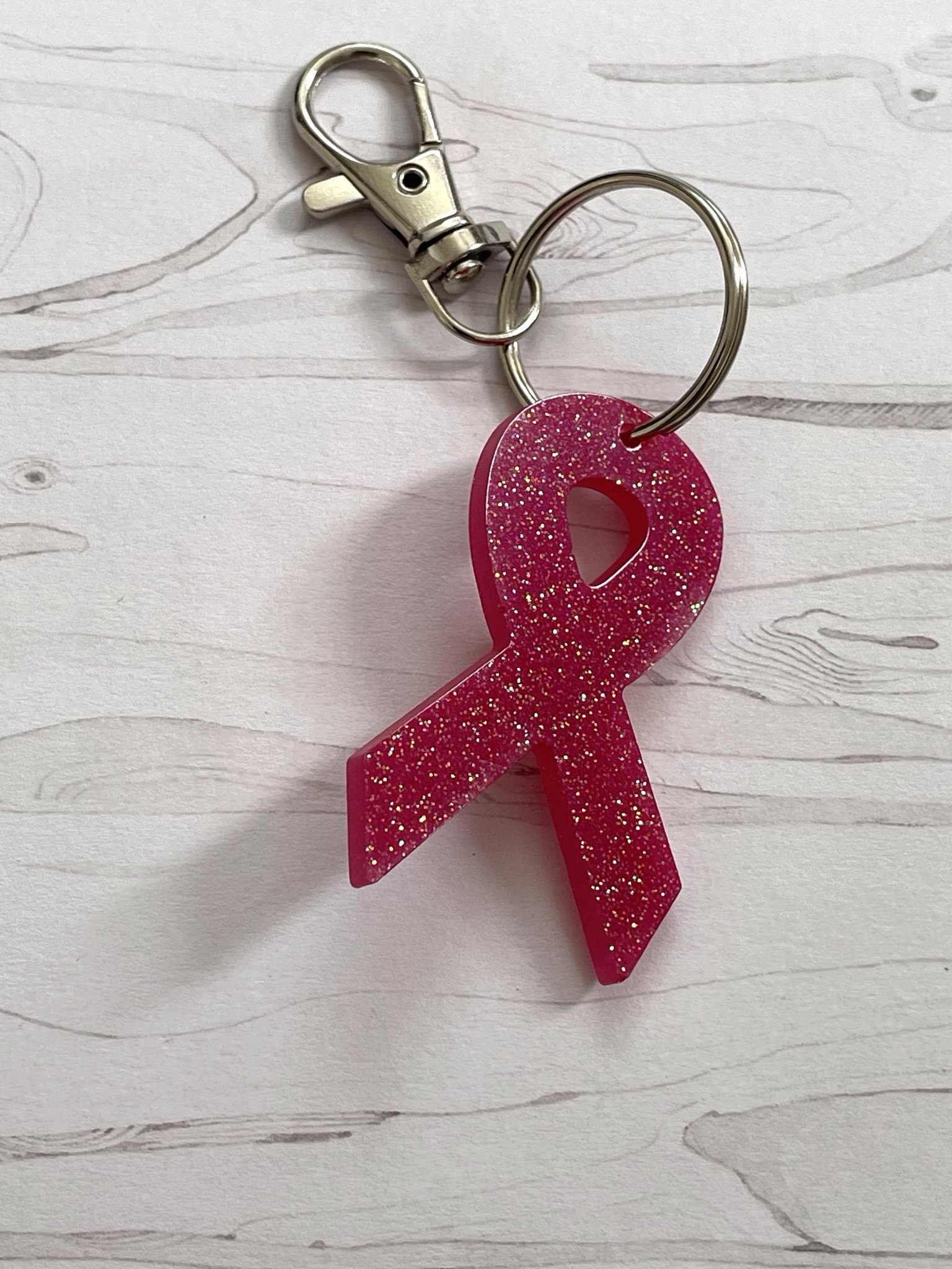 Pink Breast Cancer Awareness Ribbon Silver Keyring - Etsy