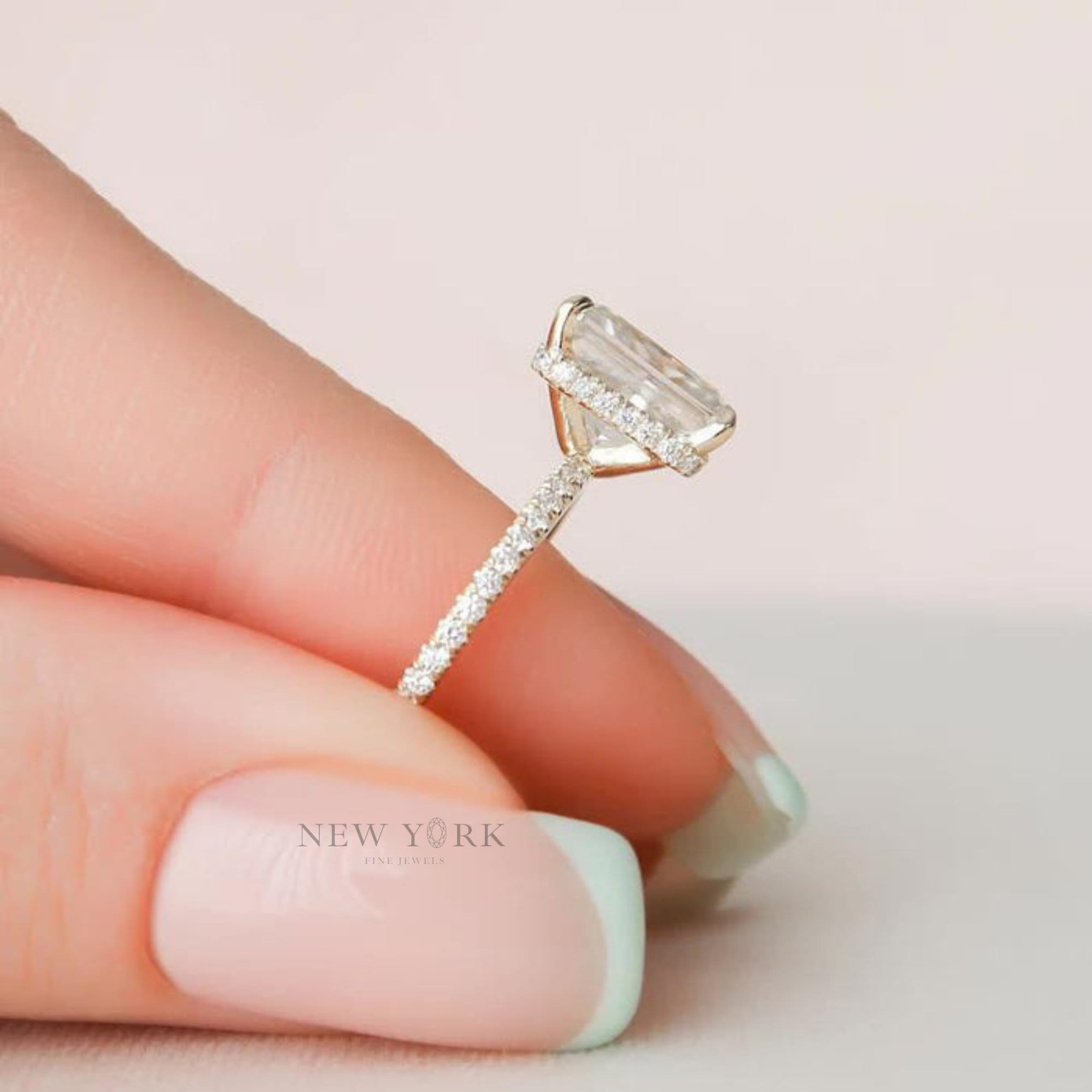 2.50CT Radiant Cut Hidden Halo Labgrown/moissanite Engagement Ring ...